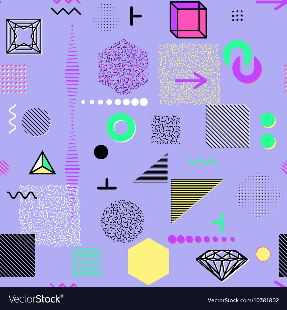 Trendy geometric elements memphis cards seamless Vector Image