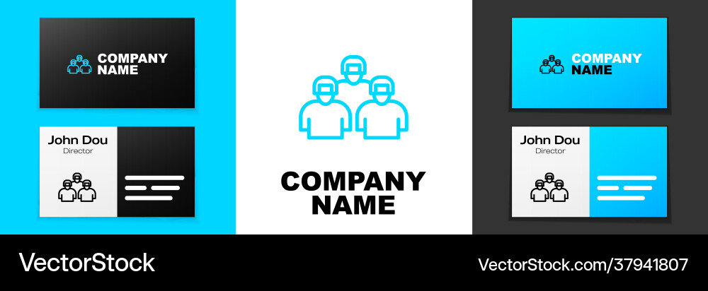Blue line team baseball players icon isolated Vector Image