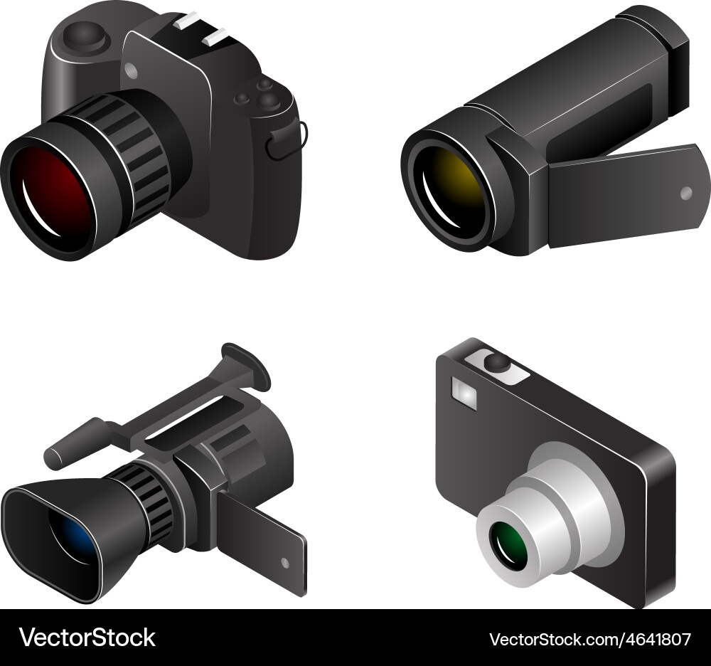 Camera photos and videos 3d realistic Royalty Free Vector