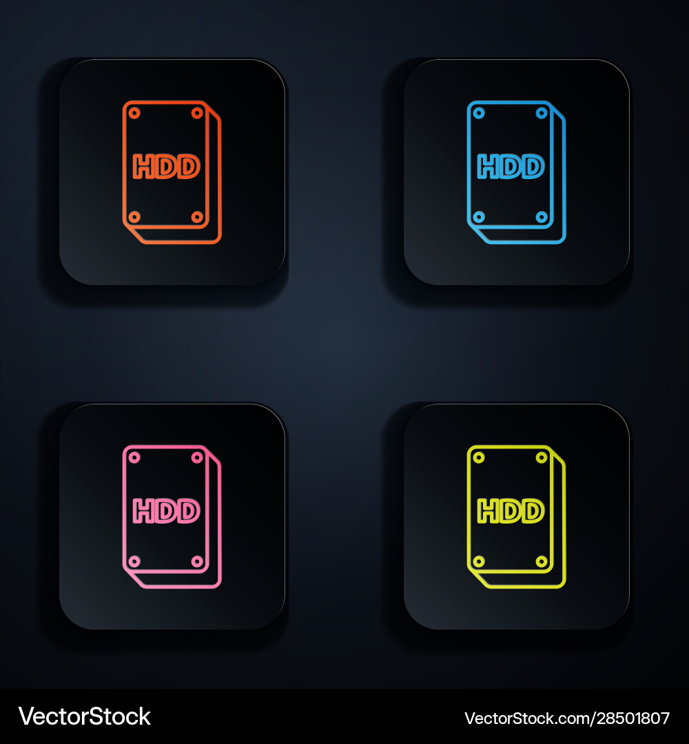 Color neon line hard disk drive hdd icon isolated Vector Image