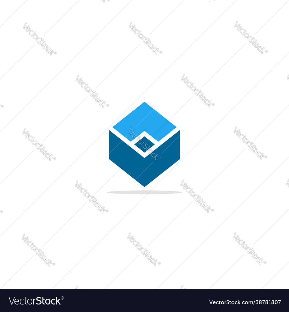 Cube shape flat colored logo Royalty Free Vector Image