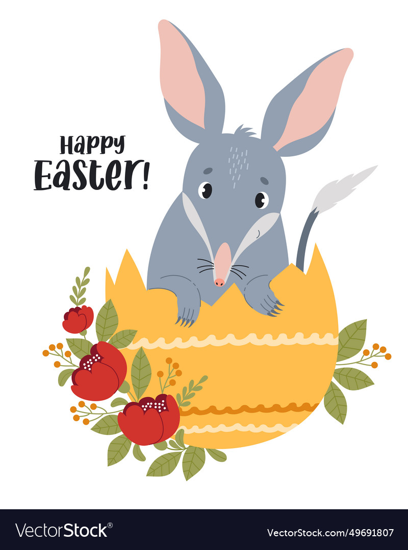 Cute bilby in easter egg australian animal Vector Image