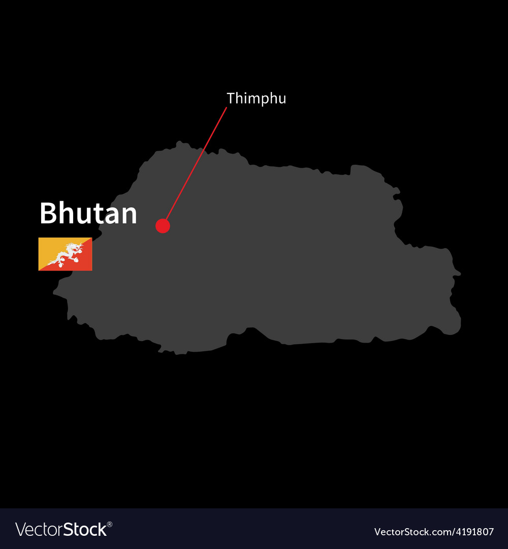 Detailed map of bhutan and capital city thimphu Vector Image