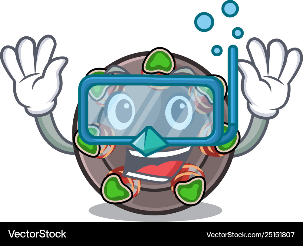 Diving escargot is presented on character plates Vector Image
