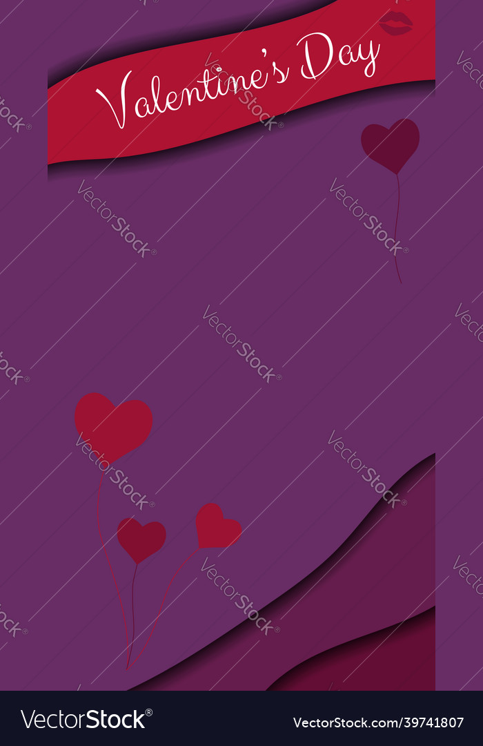 Greeting card for valentines day in dark red Vector Image