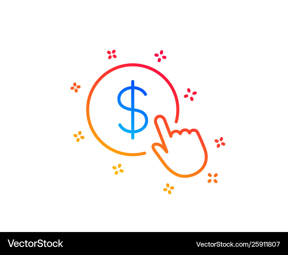 Hand click line icon currency exchange sign Vector Image