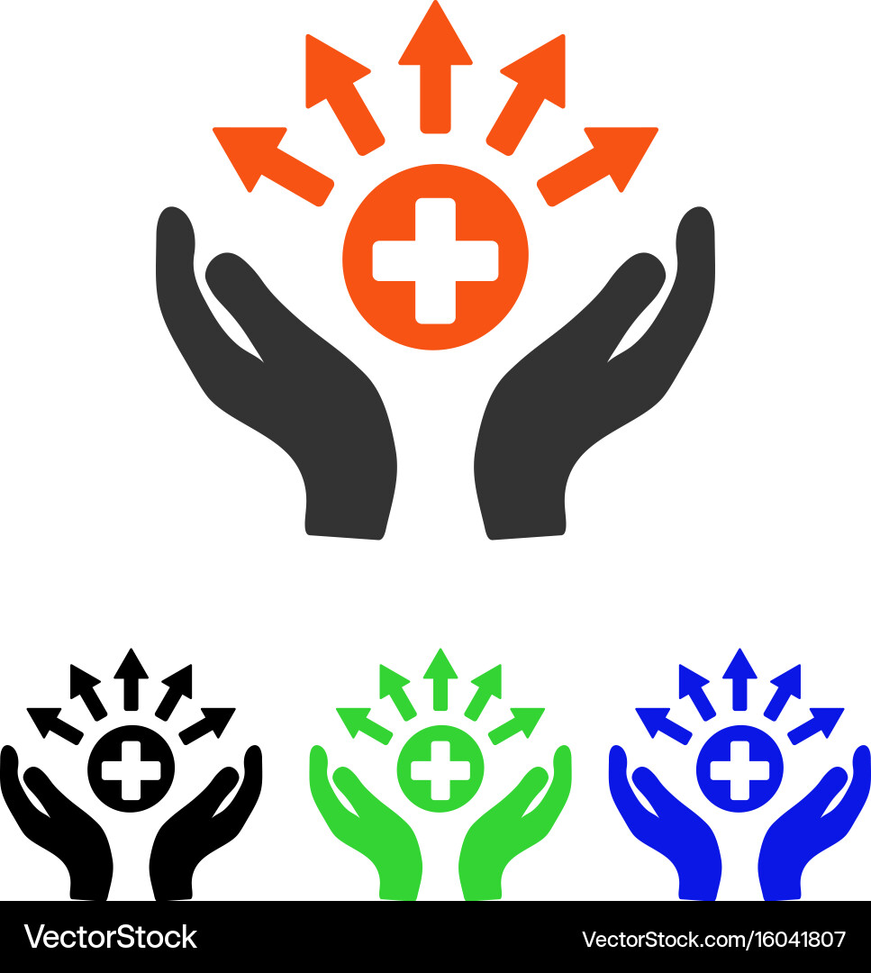 Medical distribution care hands flat icon Vector Image