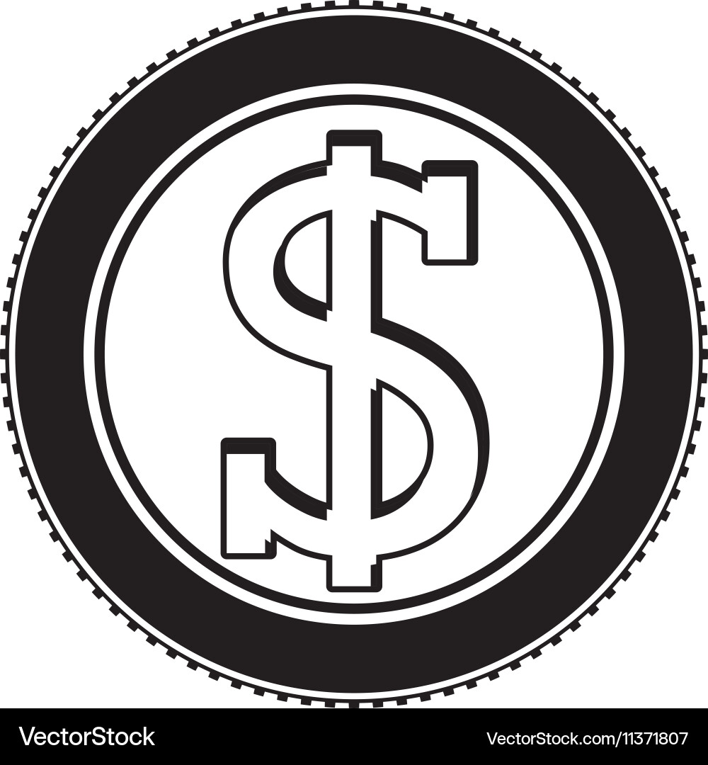 Monochrome with money symbol ring Royalty Free Vector Image
