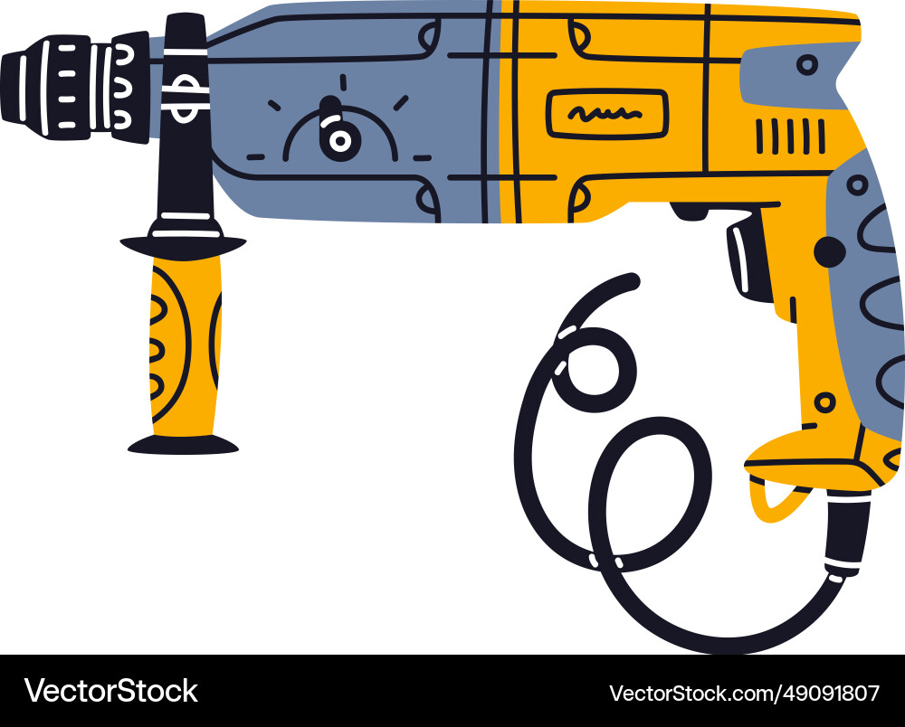 Screw gun machine with cord and handle as Vector Image