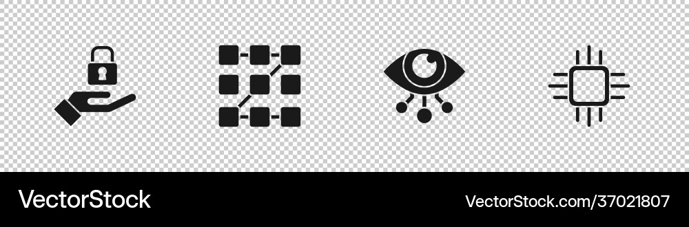 Set lock in hand graphic password protection eye Vector Image
