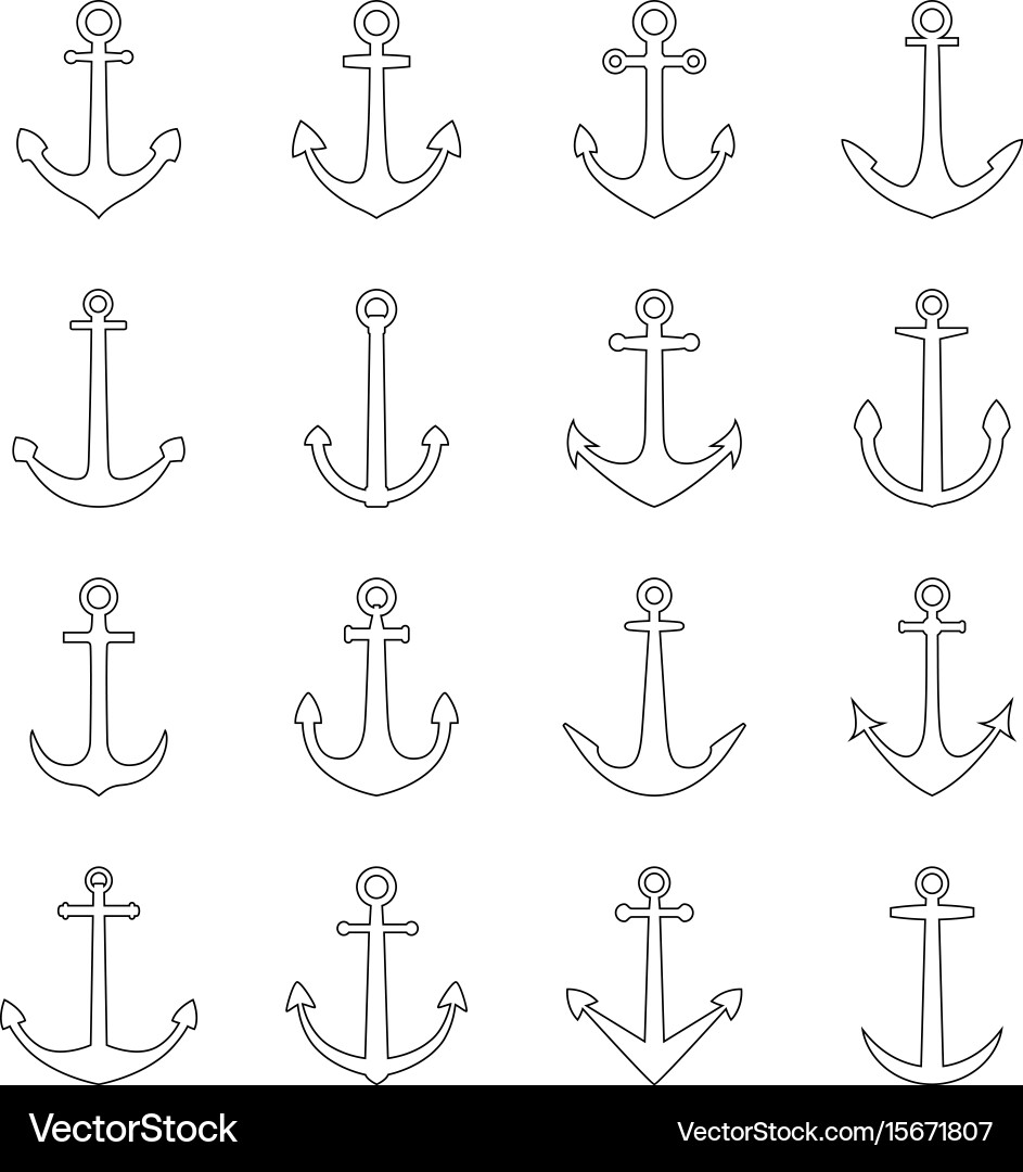 Set of anchors Royalty Free Vector Image - VectorStock