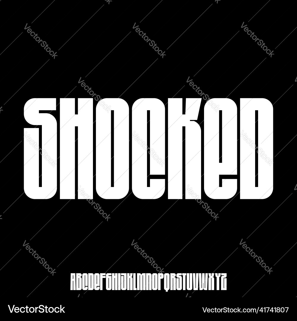 Shocked bold and unique alphabet font Royalty Free Vector