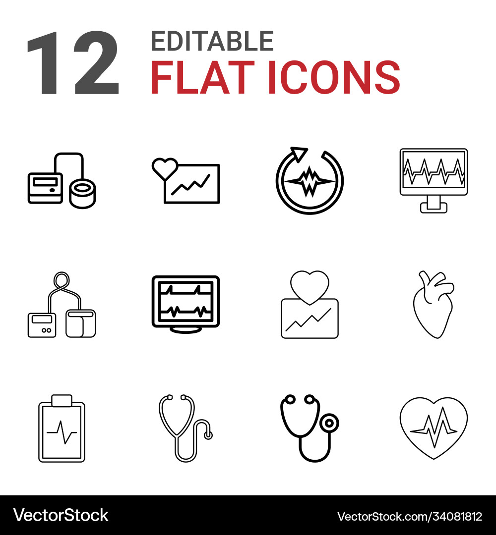 12 cardiology icons Royalty Free Vector Image - VectorStock