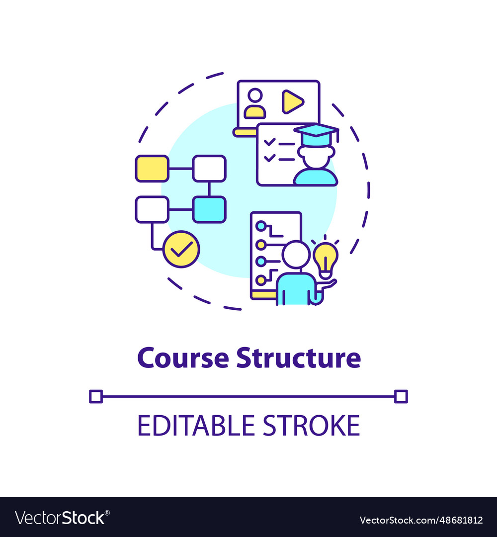 2d Colorful Thin Linear Icon Course Structure Vector Image