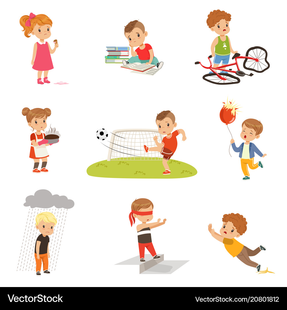 Children failures and mistakes set frustrated Vector Image