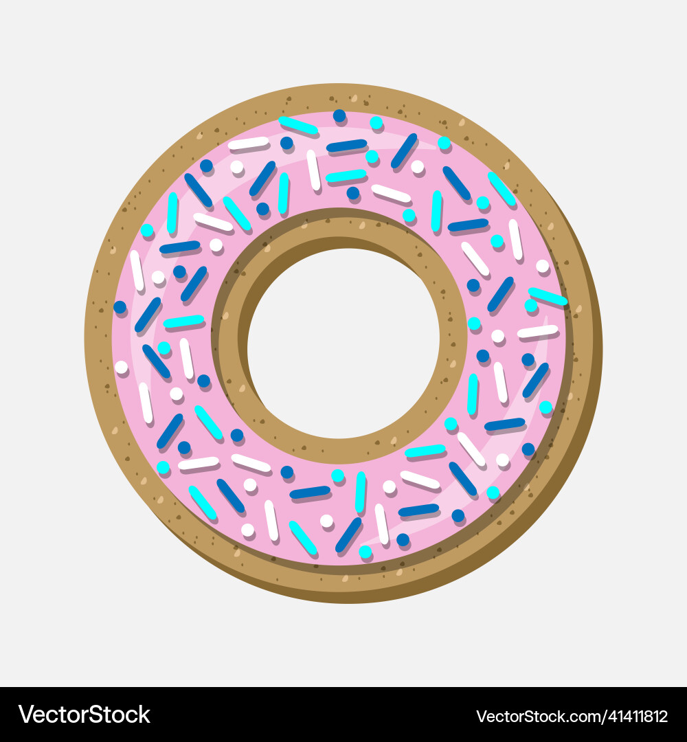 Cookie covered with pink chocolate in the shape Vector Image