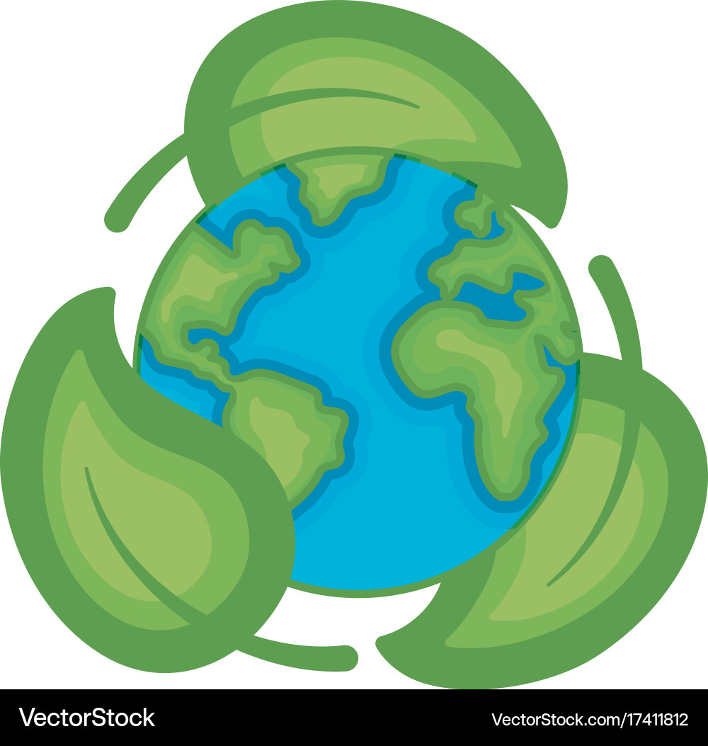 Earth planet with ecological leaves design Vector Image