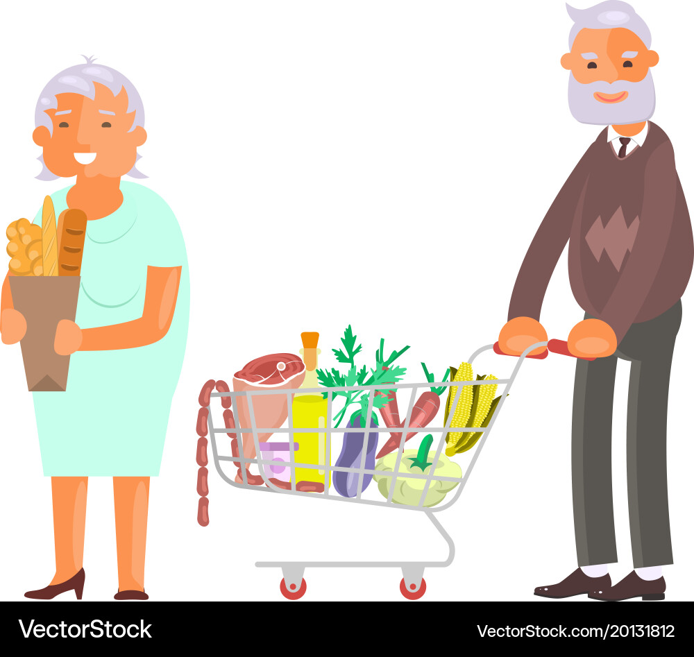 Elderly people on shopping Royalty Free Vector Image