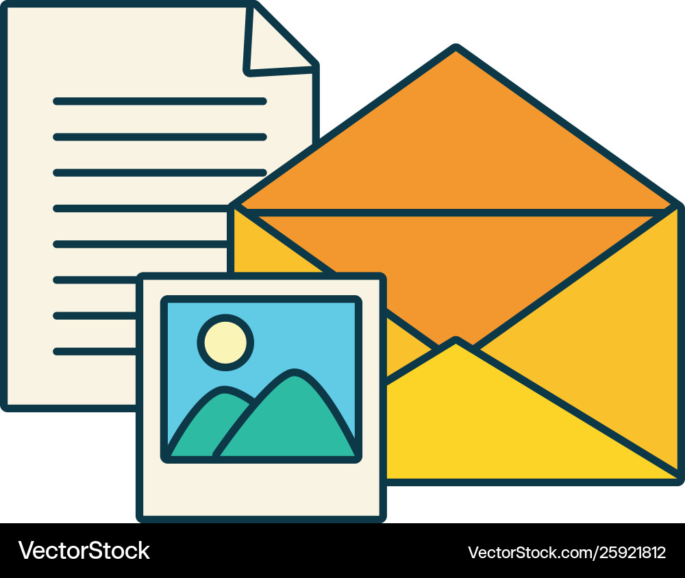 Envelope message photo send email Royalty Free Vector Image