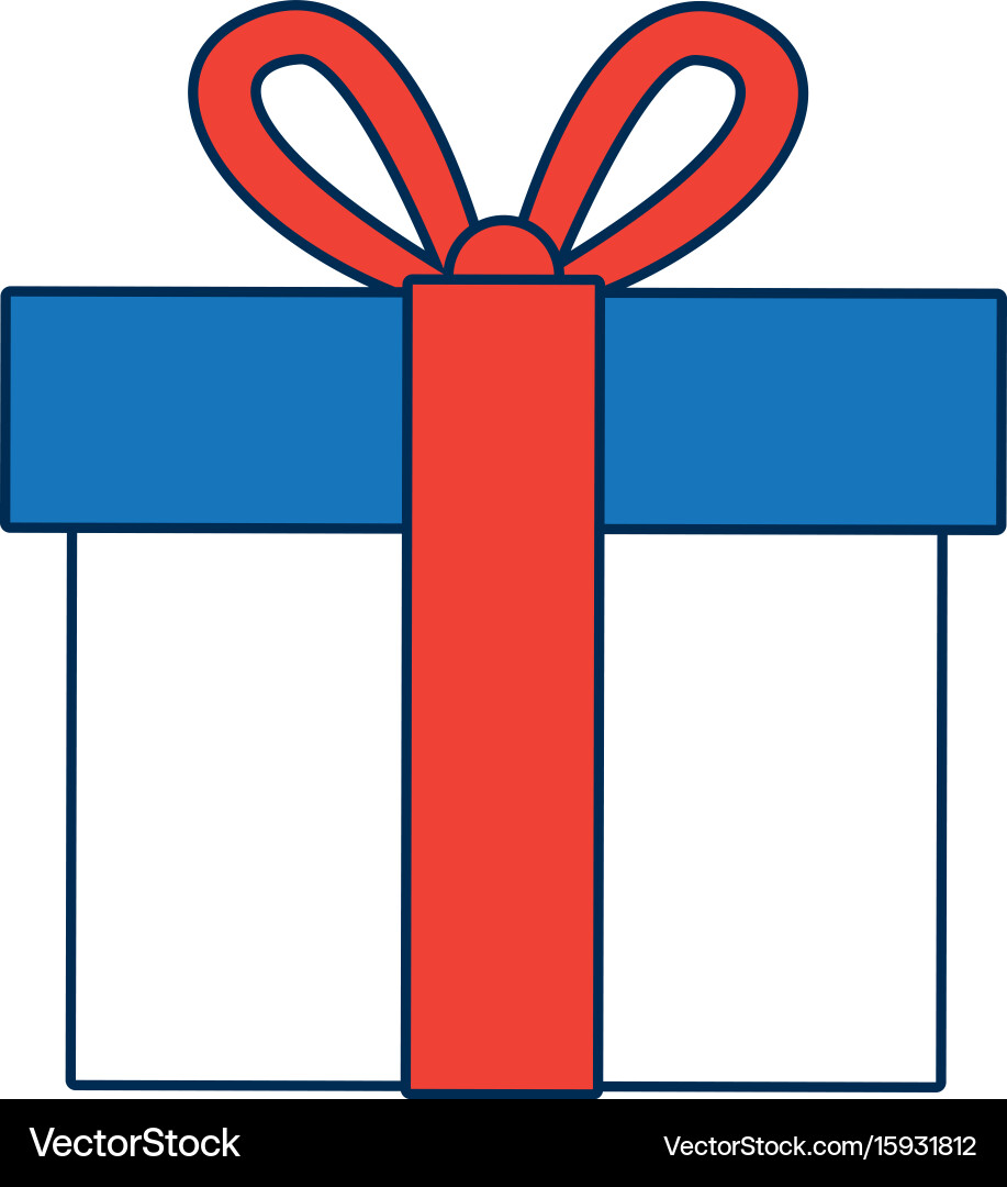 Gift box wrapped ribbon bow decoration Royalty Free Vector