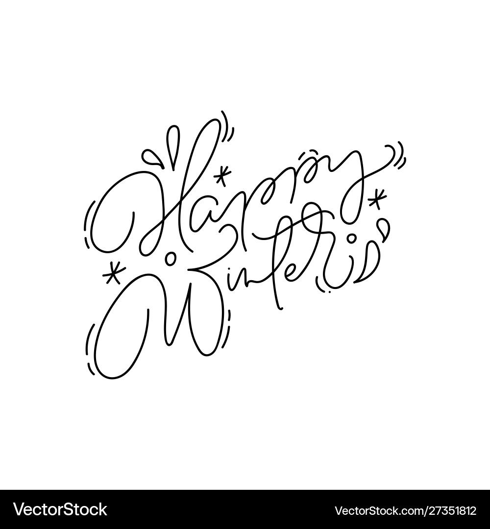 Happy winter calligraphic hand written monoline Vector Image