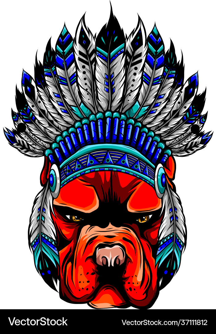 Head dog with traditional indian hat Royalty Free Vector