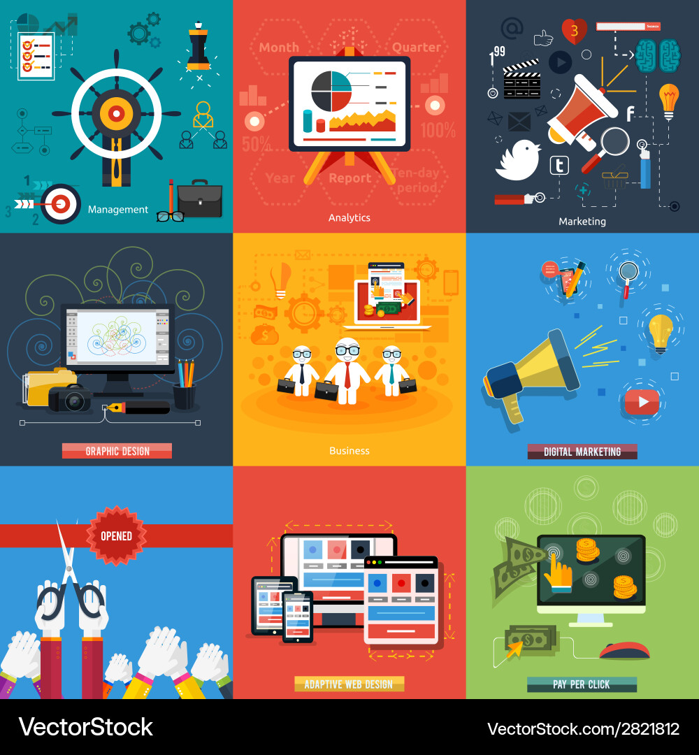 Icons for web design seo social media Royalty Free Vector