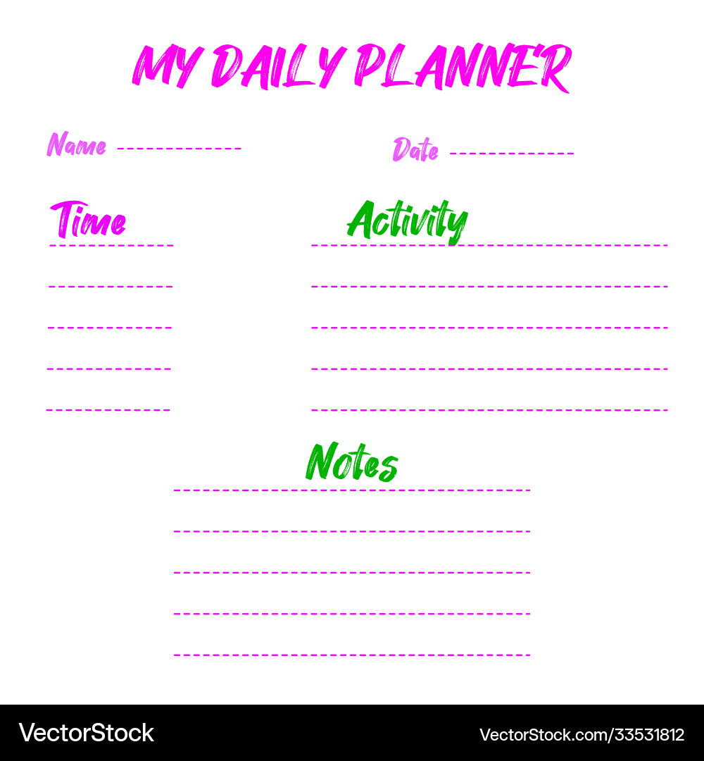 Kids schedule design template preschool daily Vector Image
