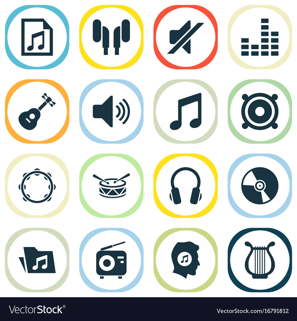 Multimedia icons set collection of equalizer Vector Image