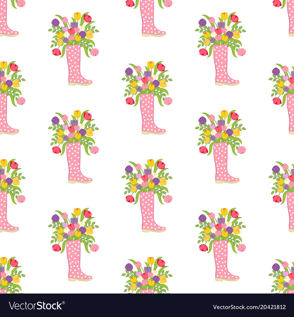 Spring flowers seamless pattern Royalty Free Vector Image