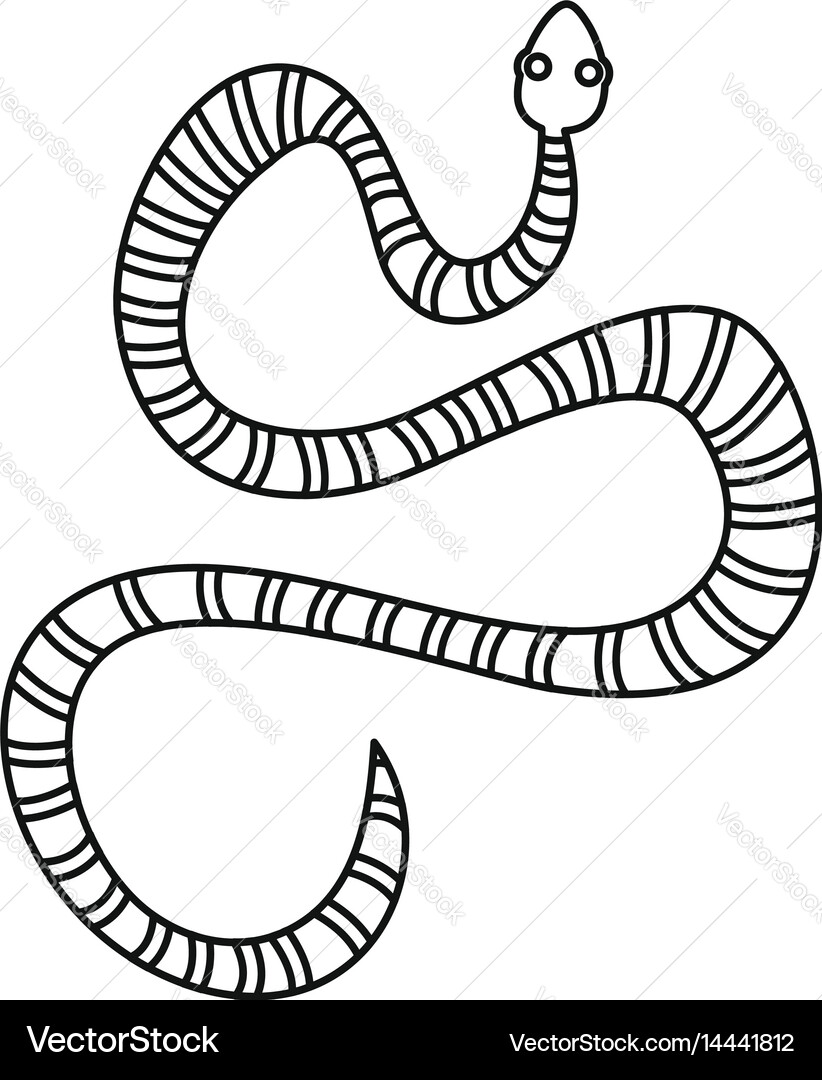 White striped snake icon outline style Royalty Free Vector