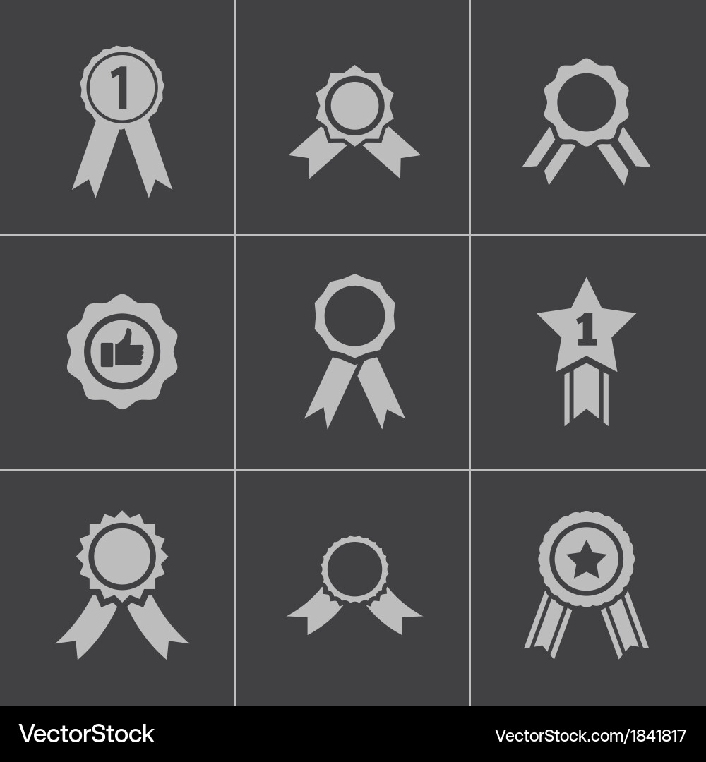 Black award medal icons set Royalty Free Vector Image