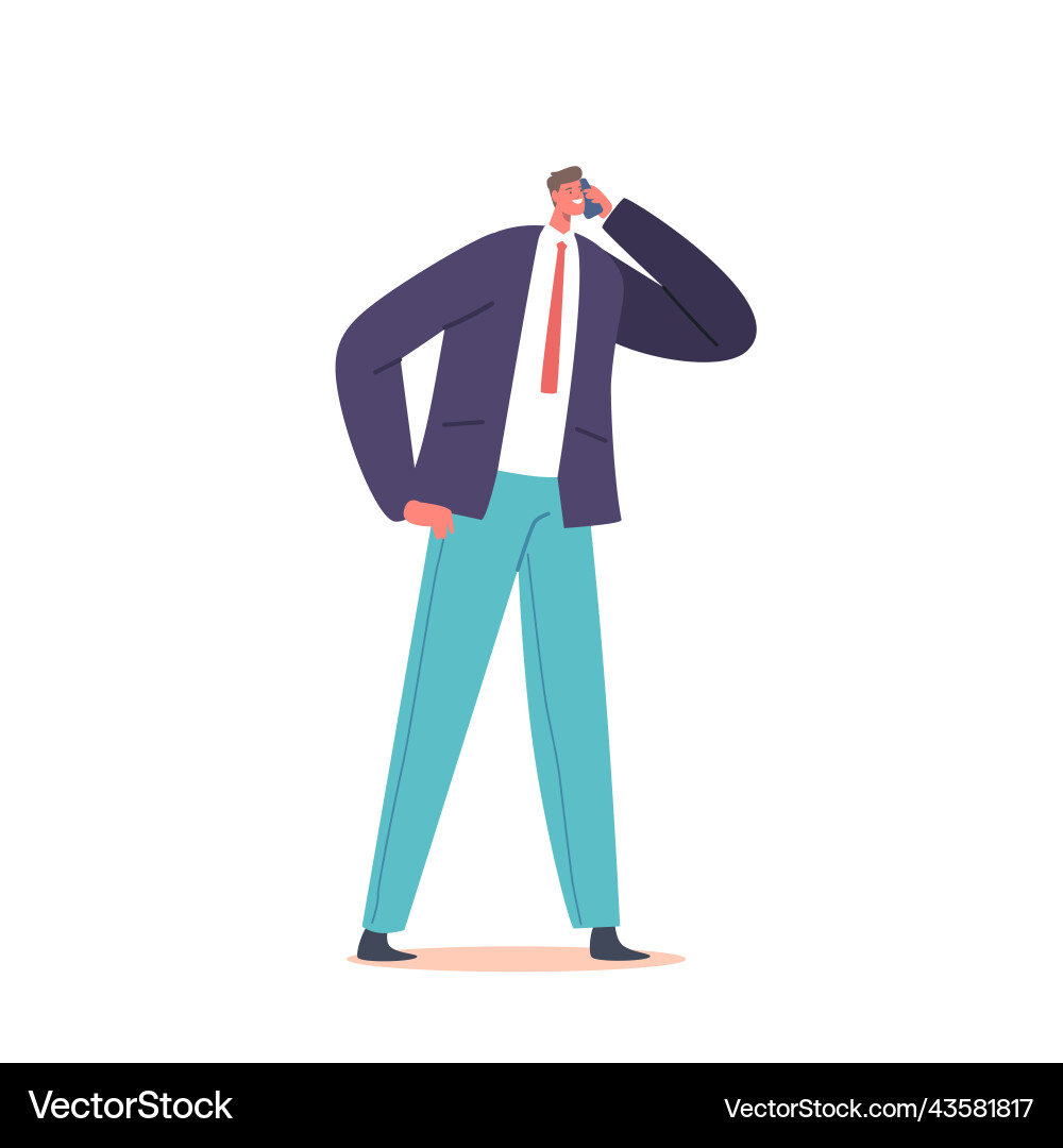 Business man with smartphone chatting isolated Vector Image