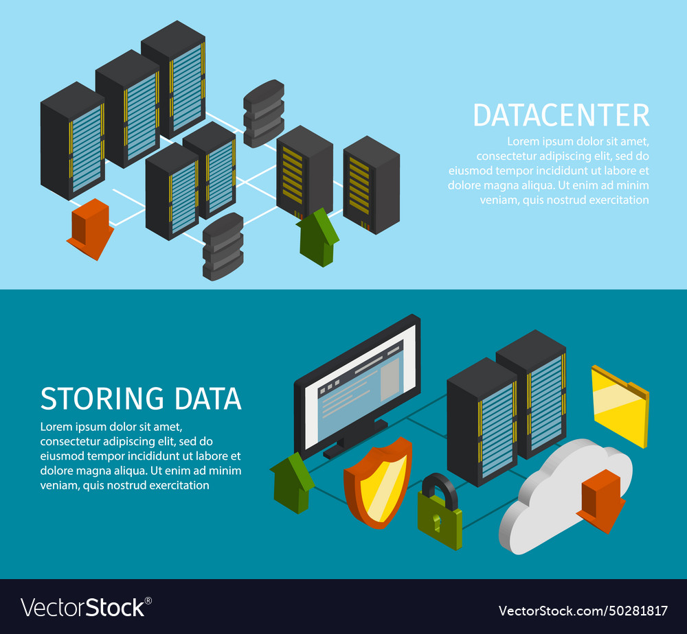 Datacenter banner set Royalty Free Vector Image