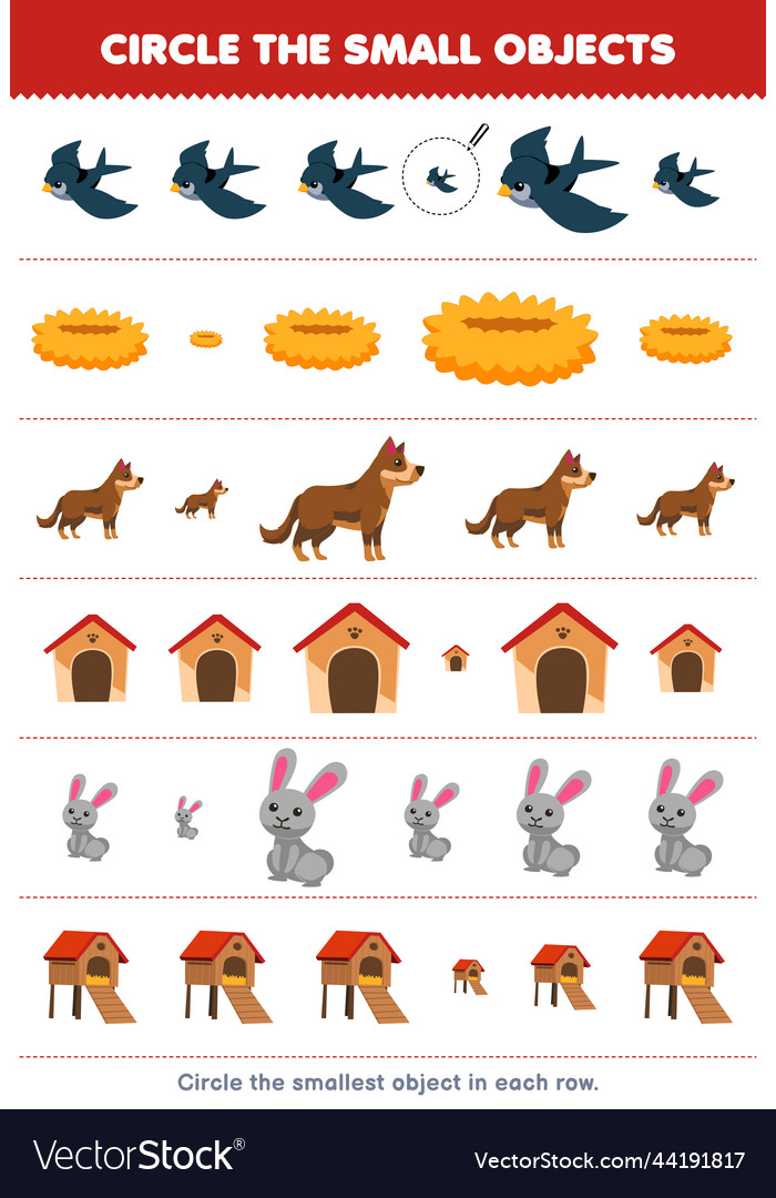 Education game for children circle the smallest Vector Image