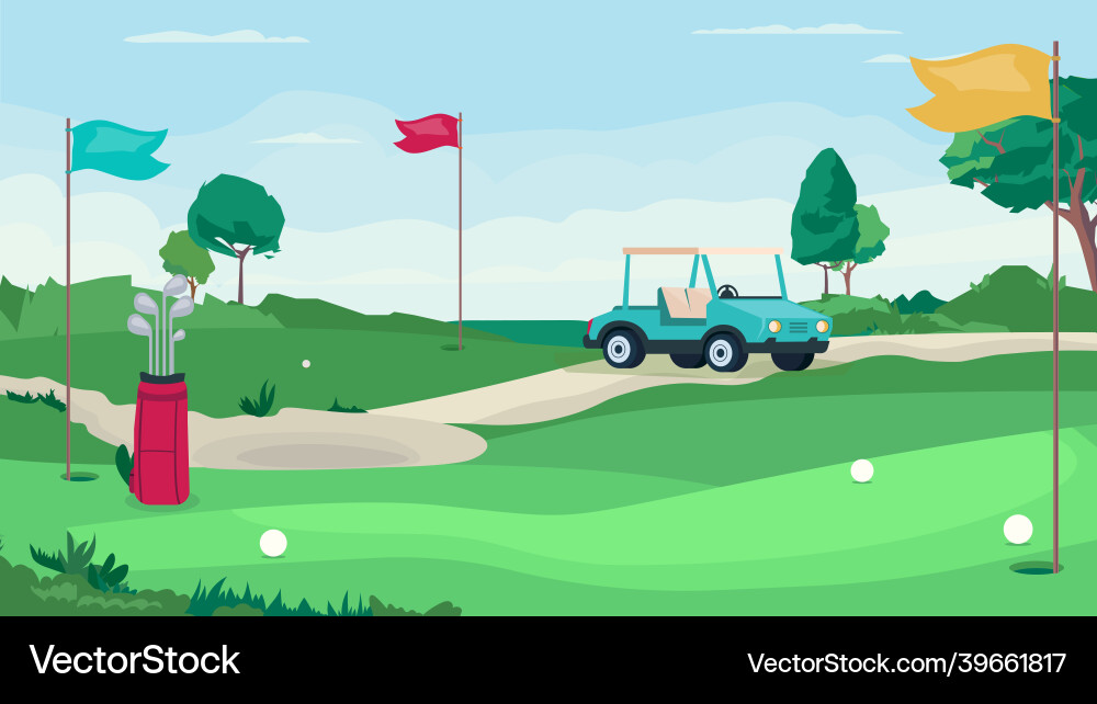 Golf game field concept in flat cartoon design Vector Image