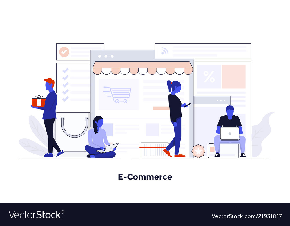 Modern flat design concept - e-commerce Royalty Free Vector