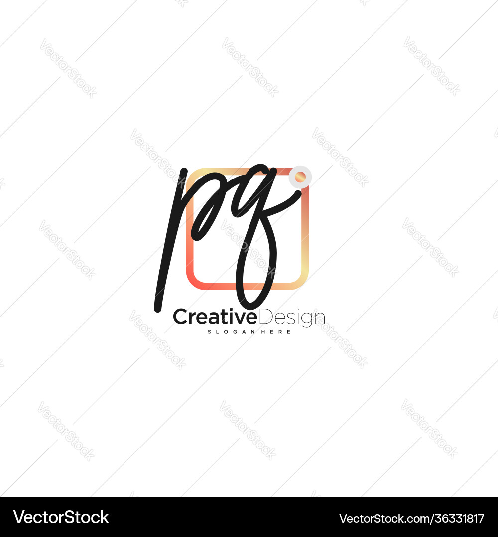 Pq initial letter handwriting logo art hand drawn Vector Image
