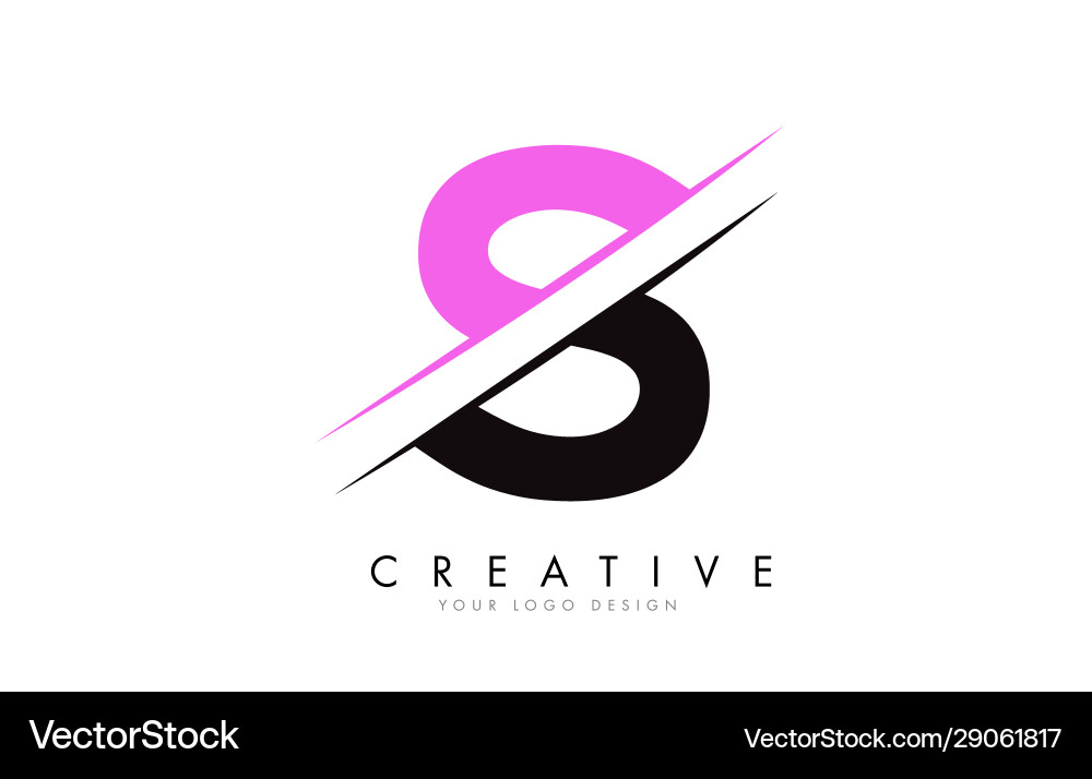 S letter logo design with a creative cut and pink Vector Image
