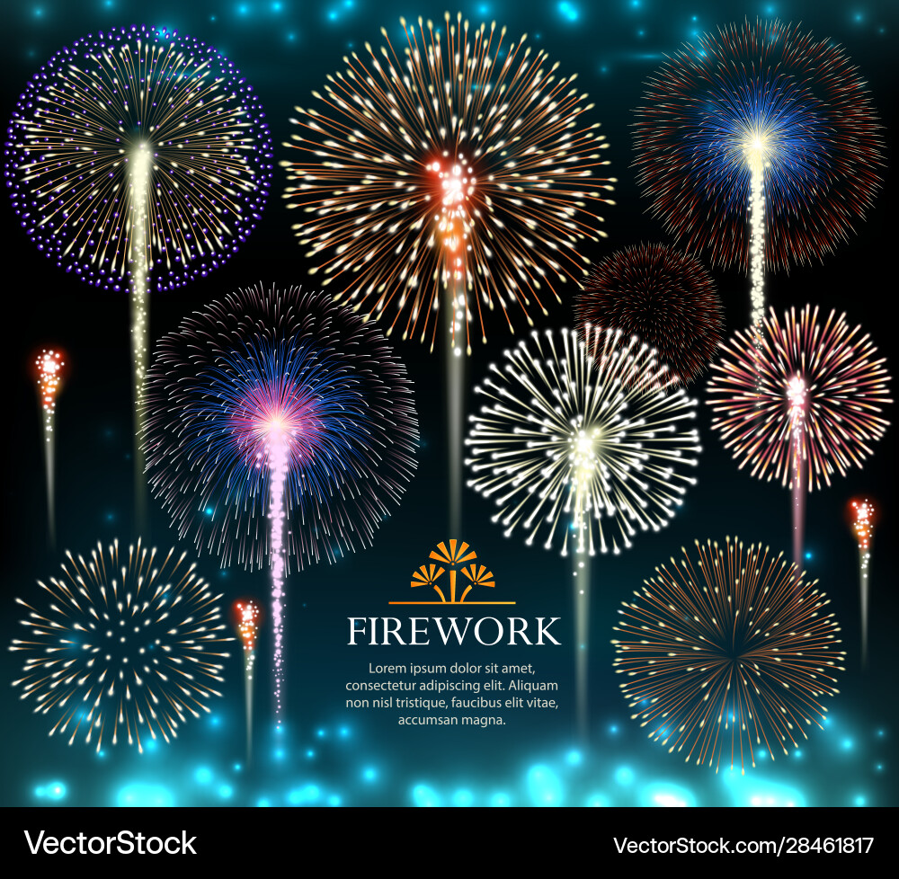 Set fireworks invitation to a holiday Royalty Free Vector