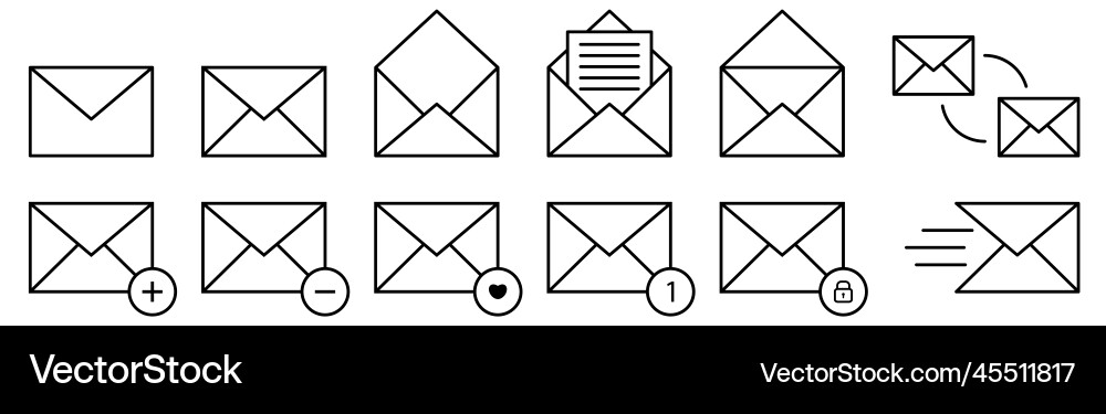 Set of mail icons email envelope collections Vector Image