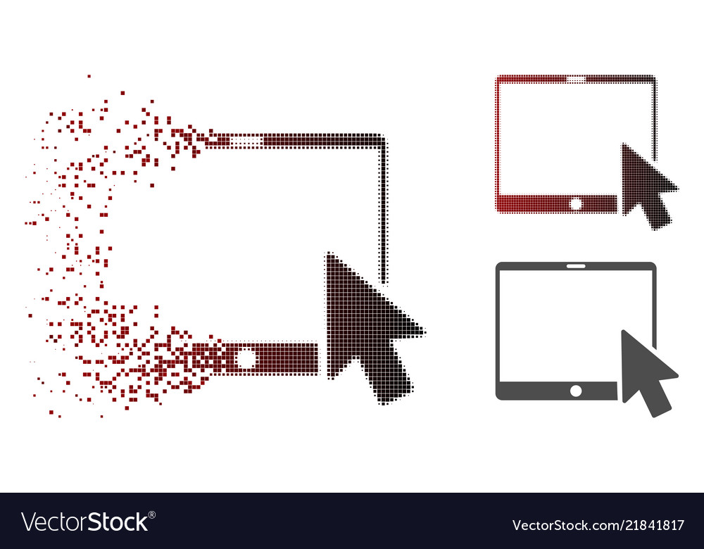 Shredded pixel halftone tablet arrow pointer icon Vector Image Shredded pixel halftone tablet arrow pointer icon Vector Image