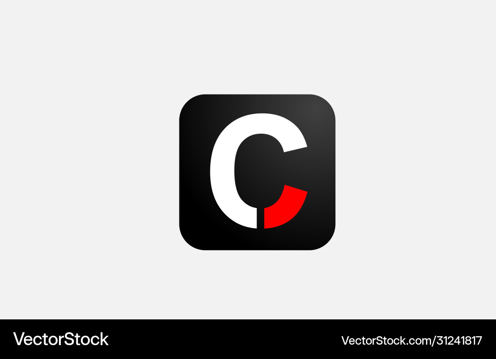 Simple red white c alphabet letter logo icon Vector Image
