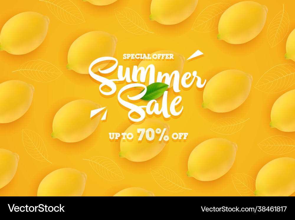 Summer sale banner with lemon fruit background Vector Image