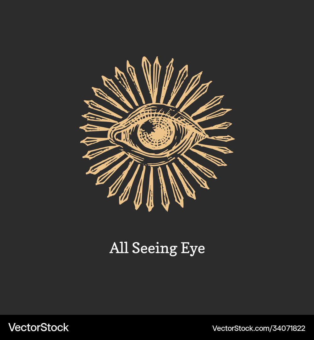 All seeing eye with sunburst providence Royalty Free Vector