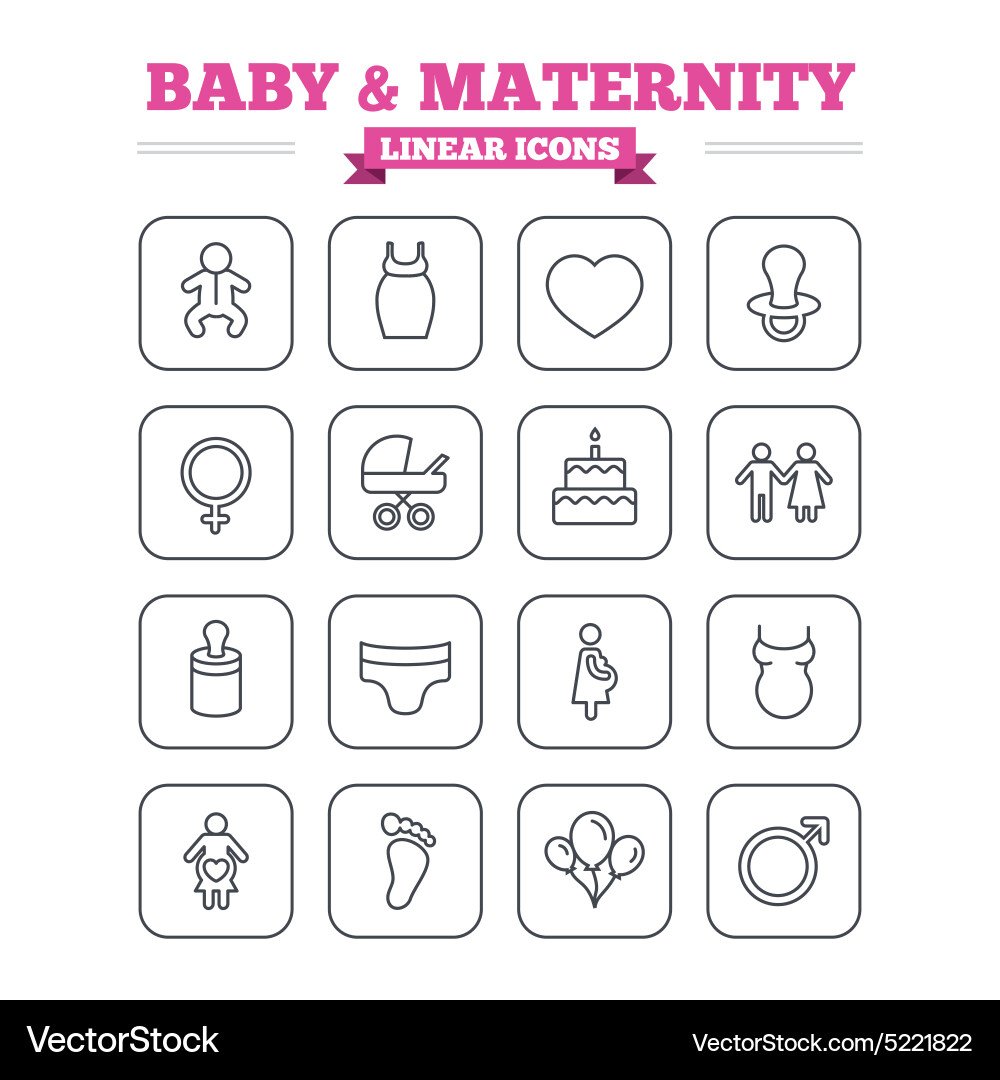 Baby and maternity linear icons set thin outline Vector Image