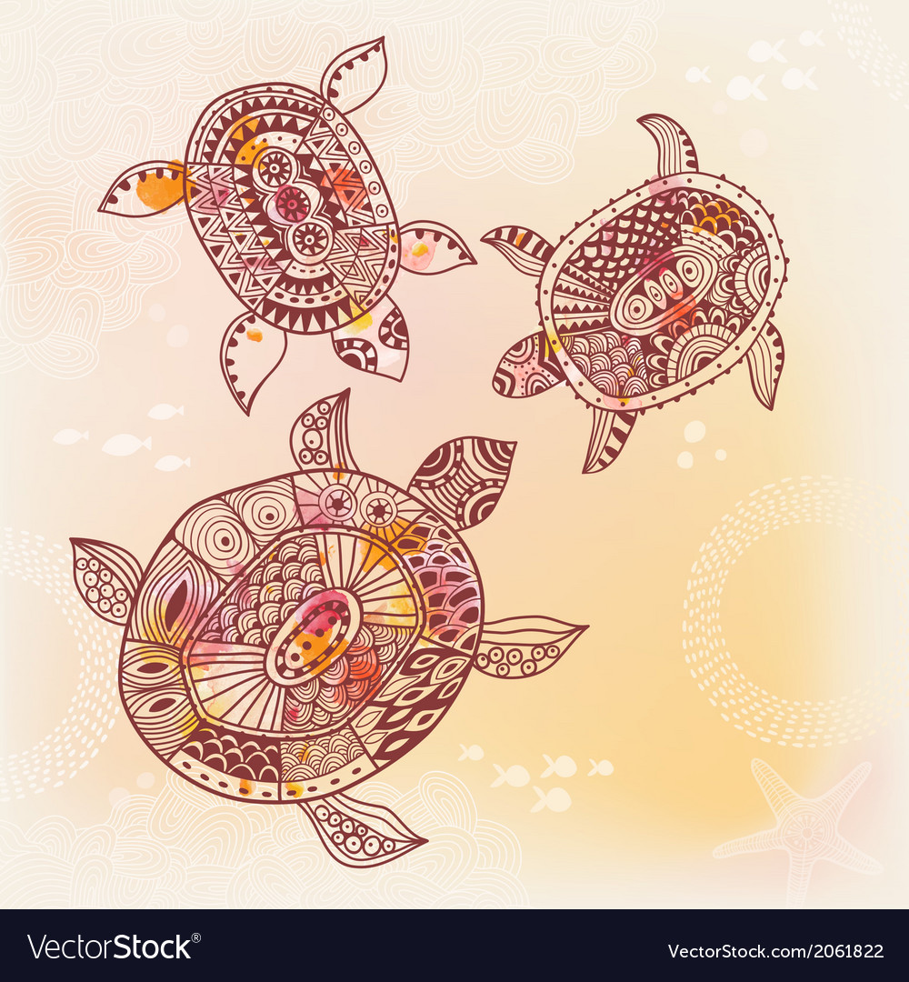 Background with turtle Royalty Free Vector Image