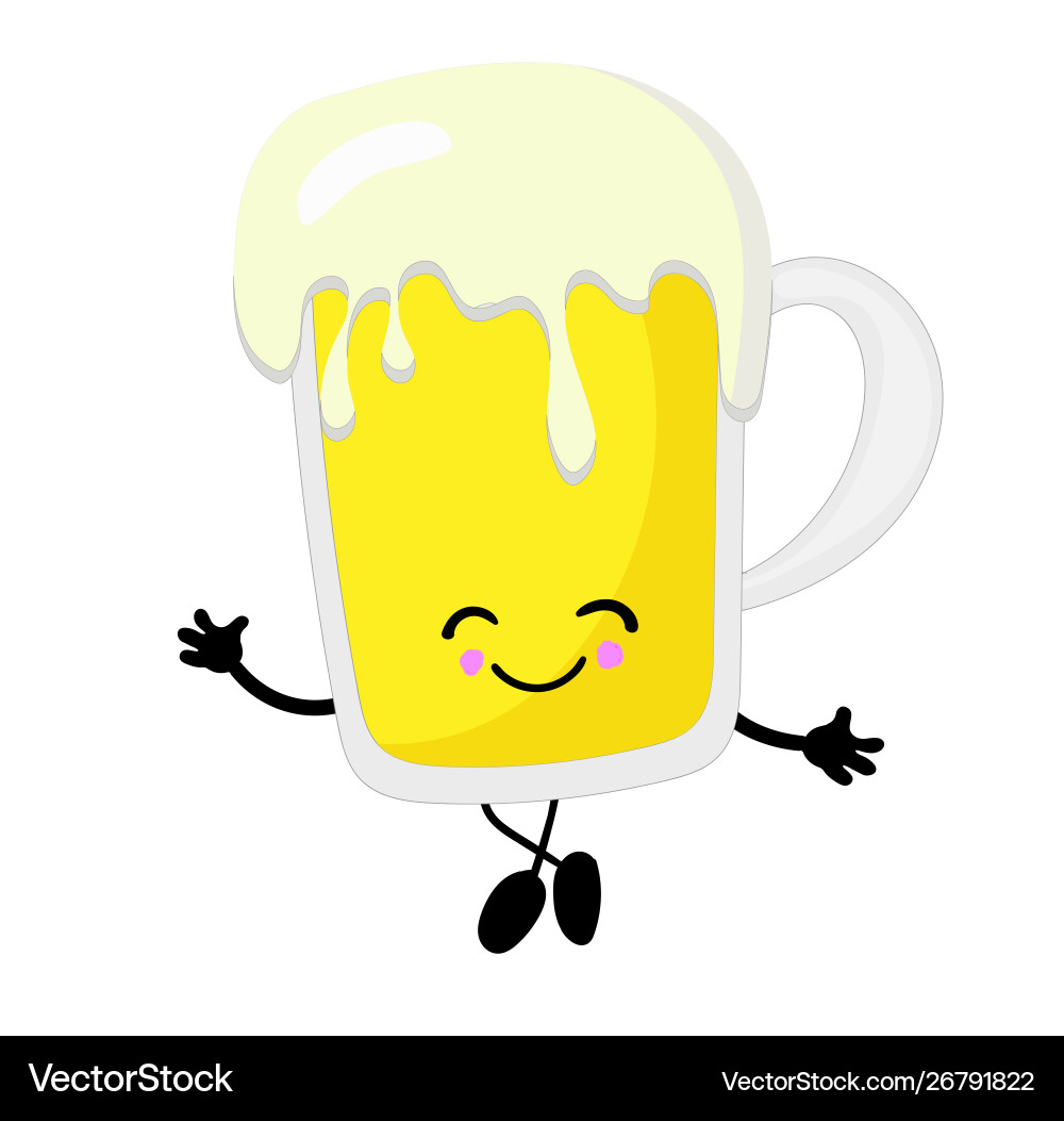 Beer is a cute character on a white background Vector Image