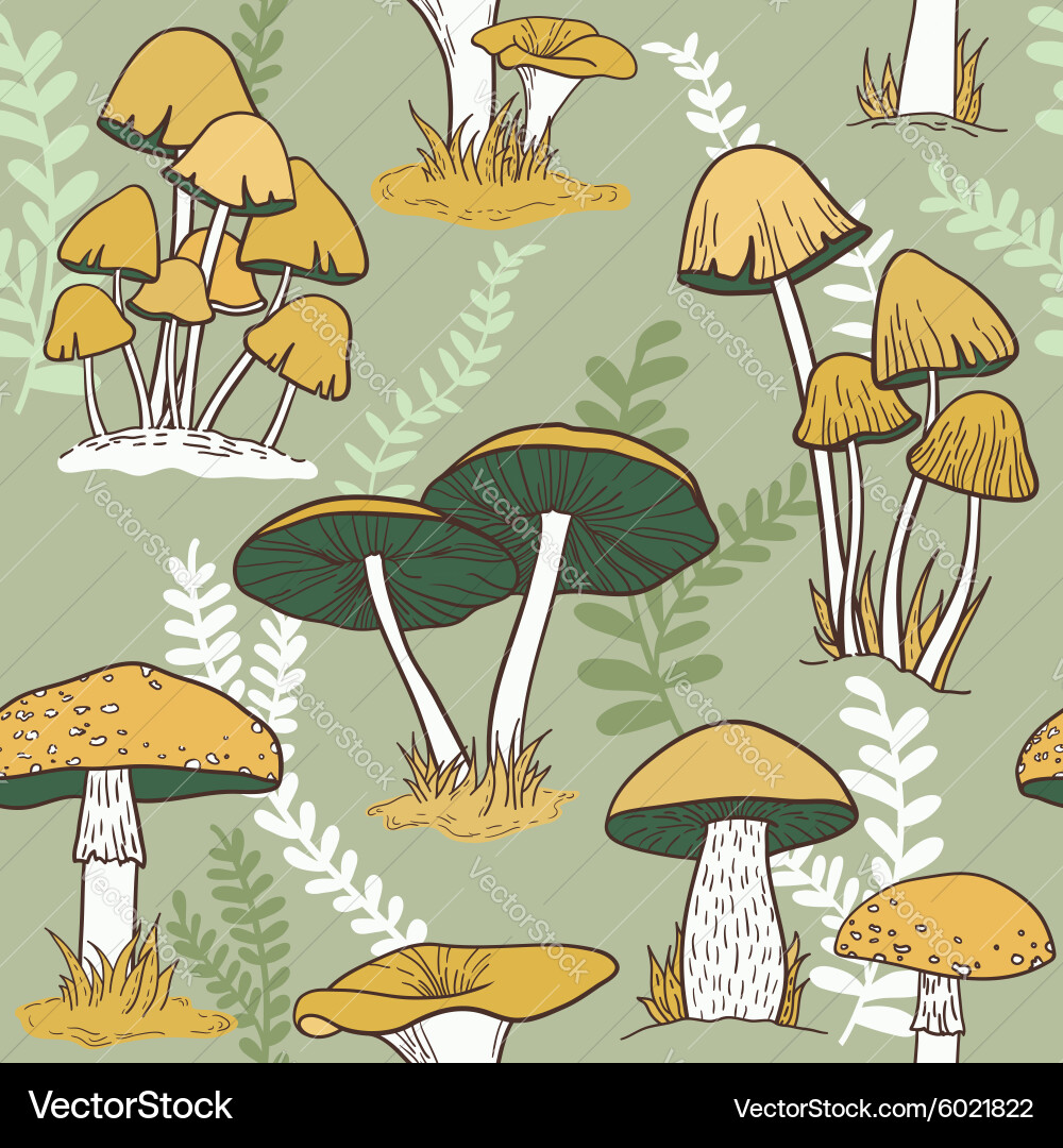 Colorful mushrooms seamless pattern Royalty Free Vector
