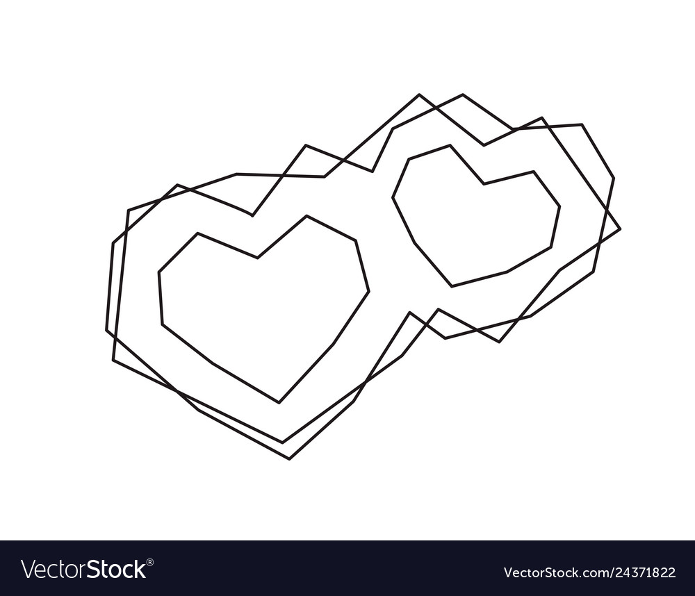Geometric two black heart shape frames Royalty Free Vector